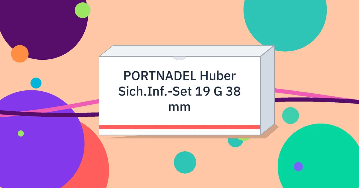 Symbolbild: Packung mit der Aufschrift PORTNADEL Huber Sich.Inf.-Set 19 G 38 mm (PZN 16037258) – Verfügbarkeit und Bezug in Apotheken in Frankfurt am Main