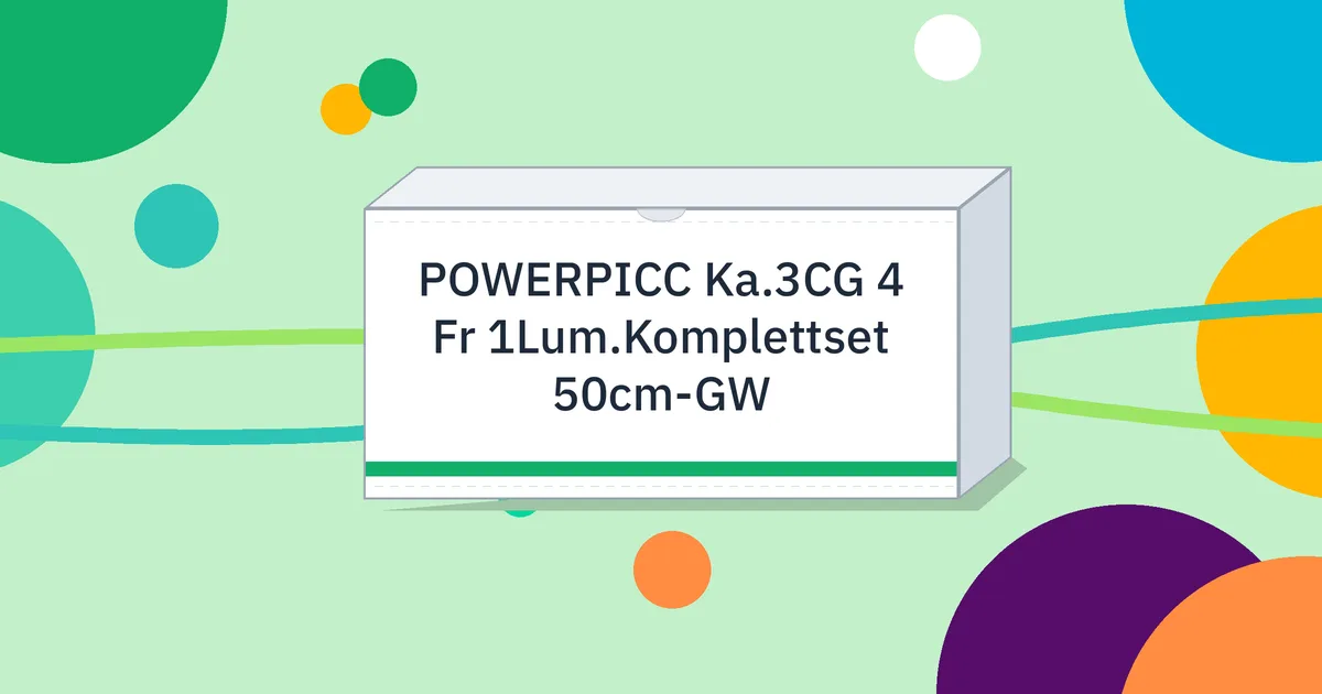 Symbolbild: Packung mit der Aufschrift POWERPICC Ka.3CG 4 Fr 1Lum.Komplettset 50cm-GW (PZN 12398611) – Verfügbarkeit und Bezug in Apotheken in Frankfurt am Main