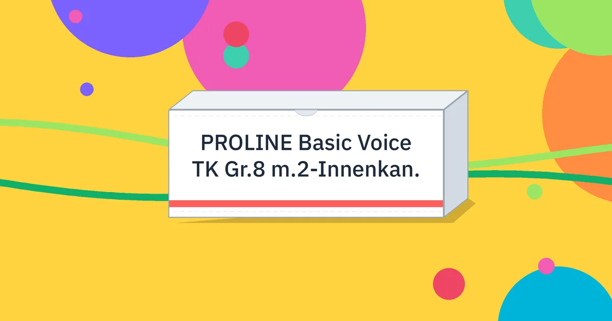 Symbolbild: Packung mit der Aufschrift PROLINE Basic Voice TK Gr.8 m.2-Innenkan. (PZN 16148213) – Verfügbarkeit und Bezug in Apotheken in Frankfurt am Main