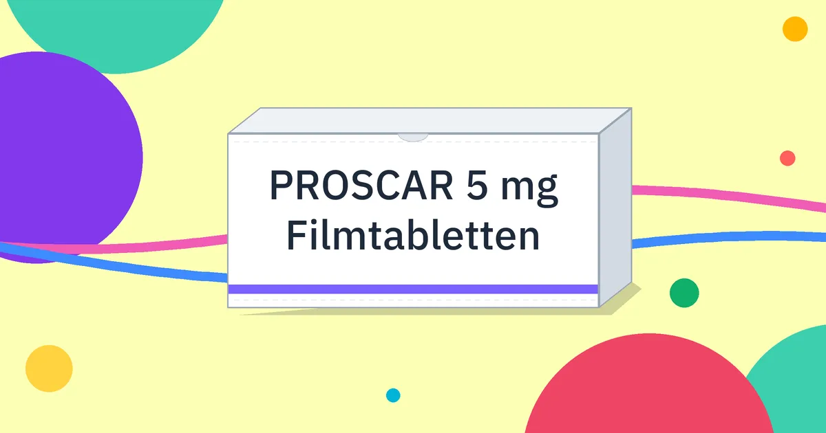 Symbolbild: Packung mit der Aufschrift PROSCAR 5 mg Filmtabletten (PZN 11519366) – Verfügbarkeit und Bezug in Apotheken in Frankfurt am Main