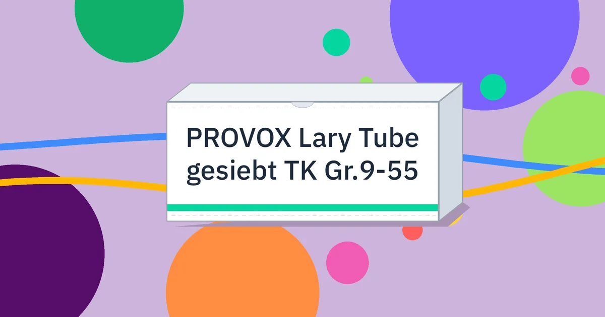 Symbolbild: Packung mit der Aufschrift PROVOX Lary Tube gesiebt TK Gr.9-55 (PZN 02398515) – Verfügbarkeit und Bezug in Apotheken in Frankfurt am Main