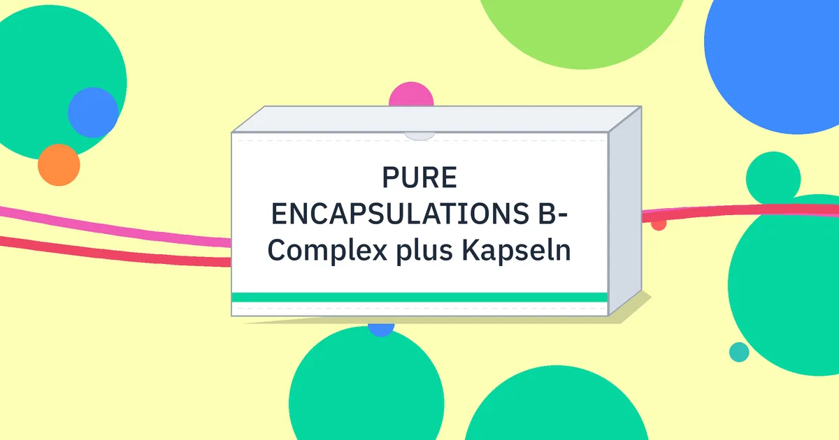 Symbolbild: Packung mit der Aufschrift PURE ENCAPSULATIONS B-Complex plus Kapseln (PZN 06552232) – Verfügbarkeit und Bezug in Apotheken in Frankfurt am Main