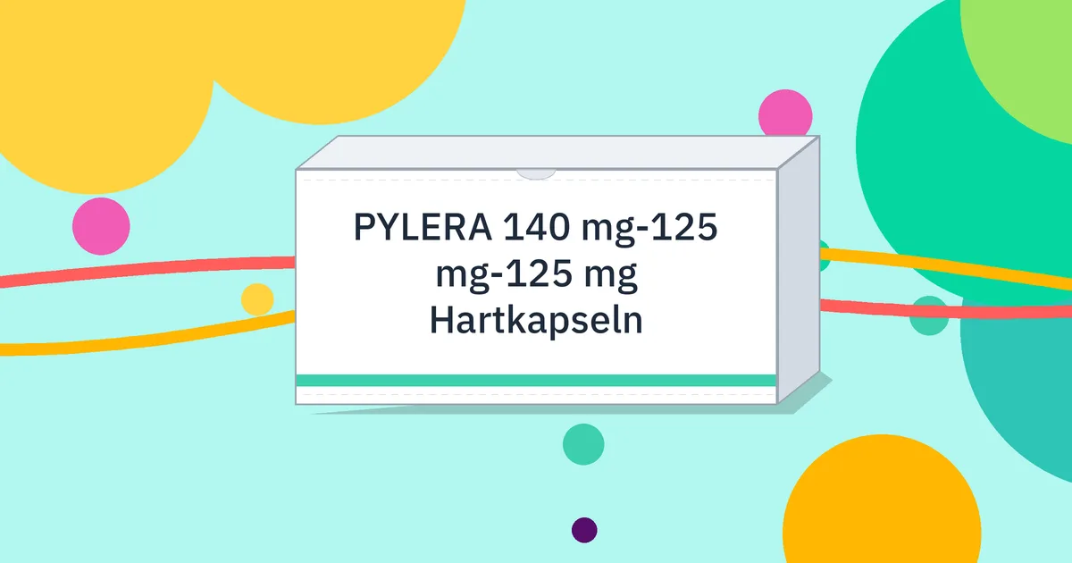 Symbolbild: Packung mit der Aufschrift PYLERA 140 mg-125 mg-125 mg Hartkapseln (PZN 14235333) – Verfügbarkeit und Bezug in Apotheken in Frankfurt am Main