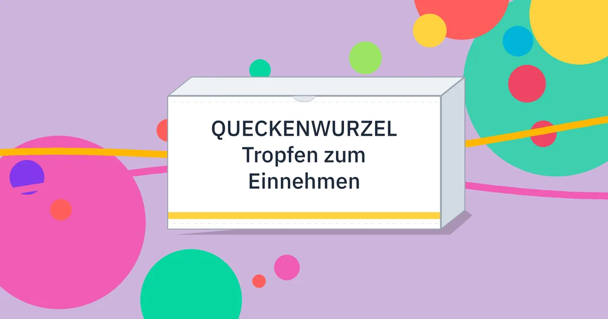 Symbolbild: Packung mit der Aufschrift QUECKENWURZEL Tropfen zum Einnehmen (PZN 11867268) – Verfügbarkeit und Bezug in Apotheken in Frankfurt am Main