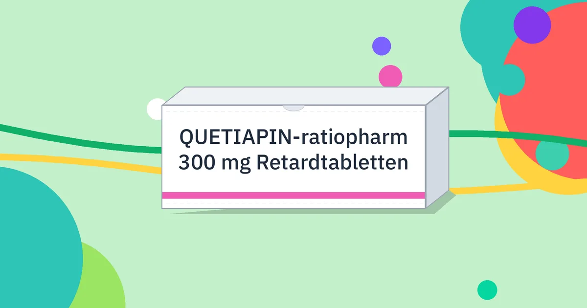 Symbolbild: Packung mit der Aufschrift QUETIAPIN-ratiopharm 300 mg Retardtabletten (PZN 09267029) – Verfügbarkeit und Bezug in Apotheken in Frankfurt am Main