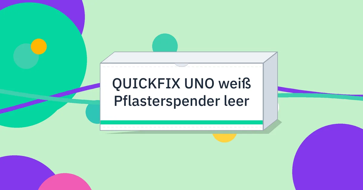 Symbolbild: Packung mit der Aufschrift QUICKFIX UNO weiß Pflasterspender leer (PZN 13360326) – Verfügbarkeit und Bezug in Apotheken in Frankfurt am Main