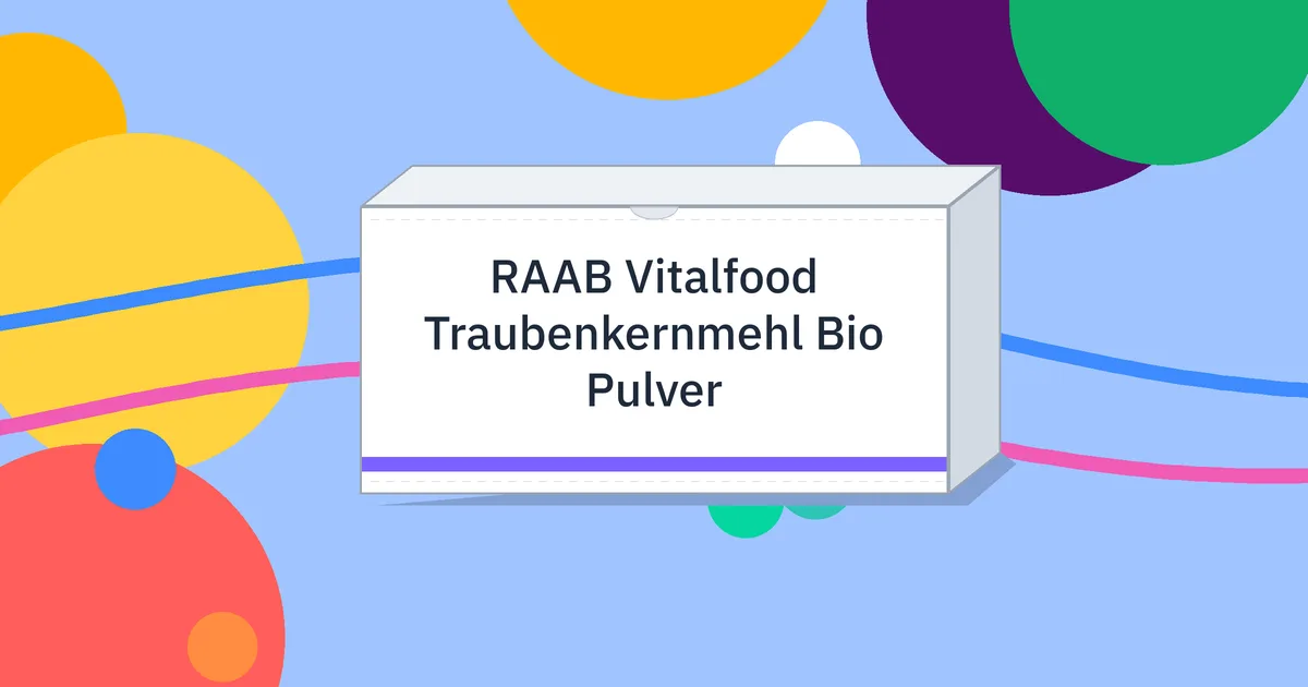 Symbolbild: Packung mit der Aufschrift RAAB Vitalfood Traubenkernmehl Bio Pulver (PZN 19305699) – Verfügbarkeit und Bezug in Apotheken in Frankfurt am Main