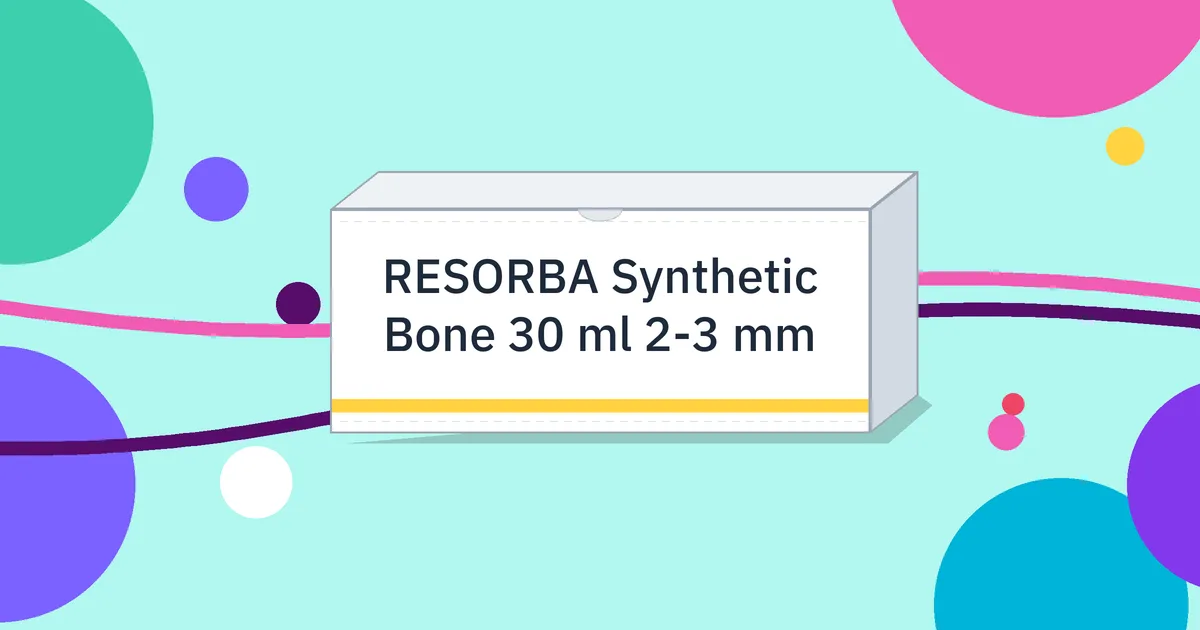 Symbolbild: Packung mit der Aufschrift RESORBA Synthetic Bone 30 ml 2-3 mm (PZN 16857317) – Verfügbarkeit und Bezug in Apotheken in Frankfurt am Main