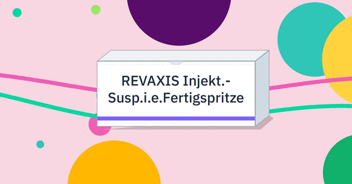 Symbolbild: Packung mit der Aufschrift REVAXIS Injekt.-Susp.i.e.Fertigspritze (PZN 08645765) – Verfügbarkeit und Bezug in Apotheken in Frankfurt am Main