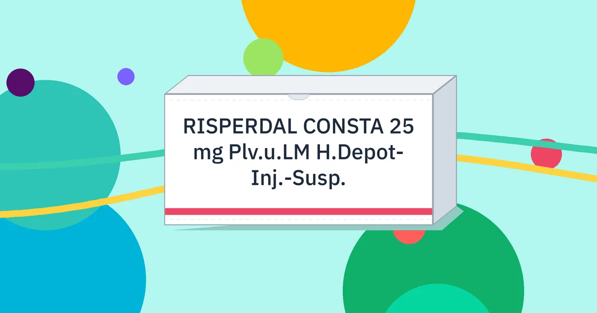 Symbolbild: Packung mit der Aufschrift RISPERDAL CONSTA 25 mg Plv.u.LM H.Depot-Inj.-Susp. (PZN 07356148) – Verfügbarkeit und Bezug in Apotheken in Frankfurt am Main