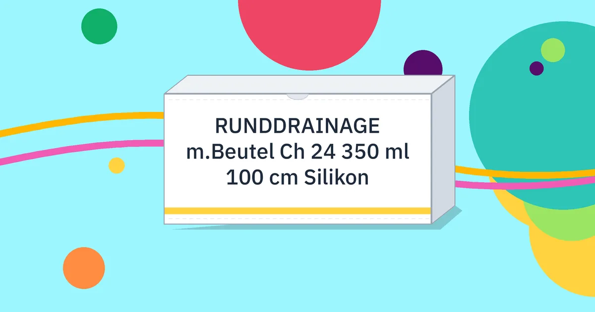 Symbolbild: Packung mit der Aufschrift RUNDDRAINAGE m.Beutel Ch 24 350 ml 100 cm Silikon (PZN 05870088) – Verfügbarkeit und Bezug in Apotheken in Frankfurt am Main