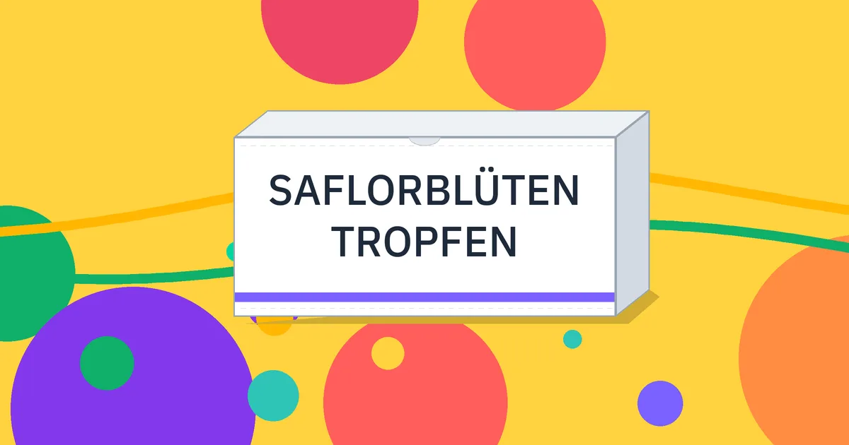Symbolbild: Packung mit der Aufschrift SAFLORBLÜTEN TROPFEN (PZN 14128749) – Verfügbarkeit und Bezug in Apotheken in Frankfurt am Main
