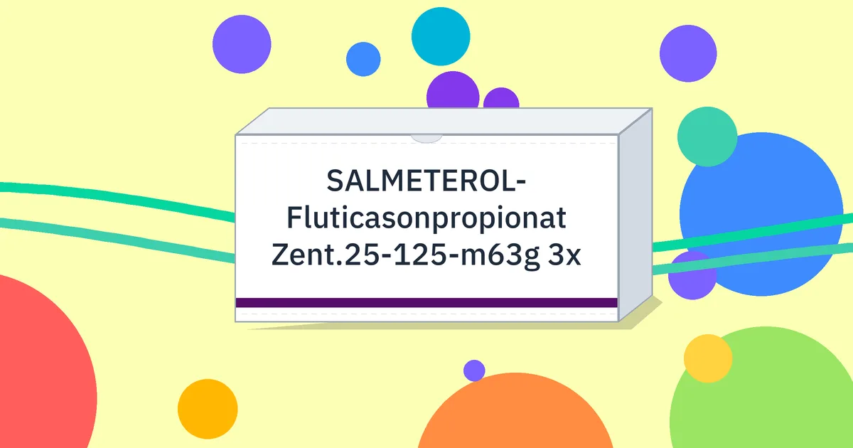Symbolbild: Packung mit der Aufschrift SALMETEROL-Fluticasonpropionat Zent.25-125-m63g 3x (PZN 16957160) – Verfügbarkeit und Bezug in Apotheken in Frankfurt am Main