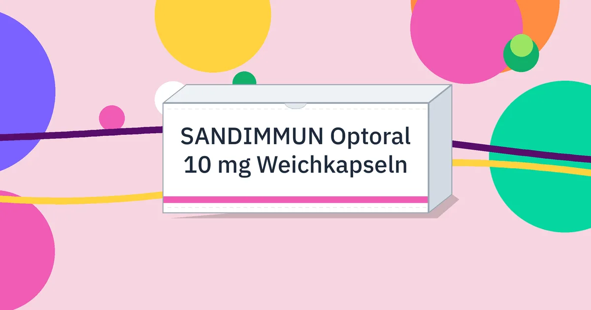 Symbolbild: Packung mit der Aufschrift SANDIMMUN Optoral 10 mg Weichkapseln (PZN 08775746) – Verfügbarkeit und Bezug in Apotheken in Frankfurt am Main