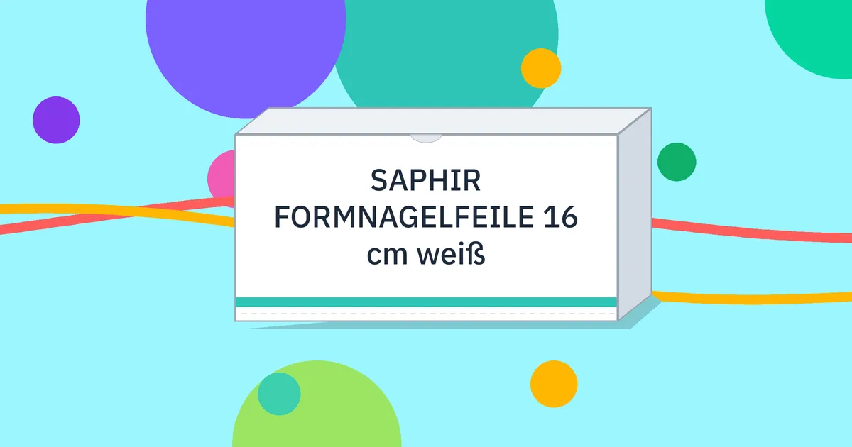 Symbolbild: Packung mit der Aufschrift SAPHIR FORMNAGELFEILE 16 cm weiß (PZN 08639799) – Verfügbarkeit und Bezug in Apotheken in Frankfurt am Main