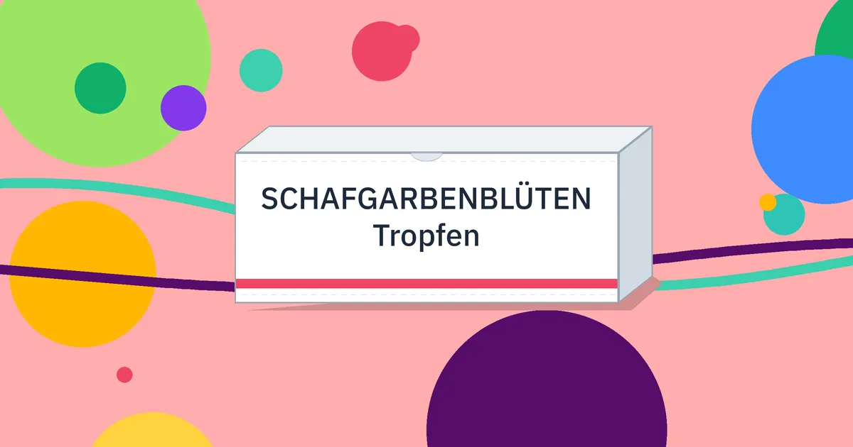 Symbolbild: Packung mit der Aufschrift SCHAFGARBENBLÜTEN Tropfen (PZN 17555788) – Verfügbarkeit und Bezug in Apotheken in Frankfurt am Main