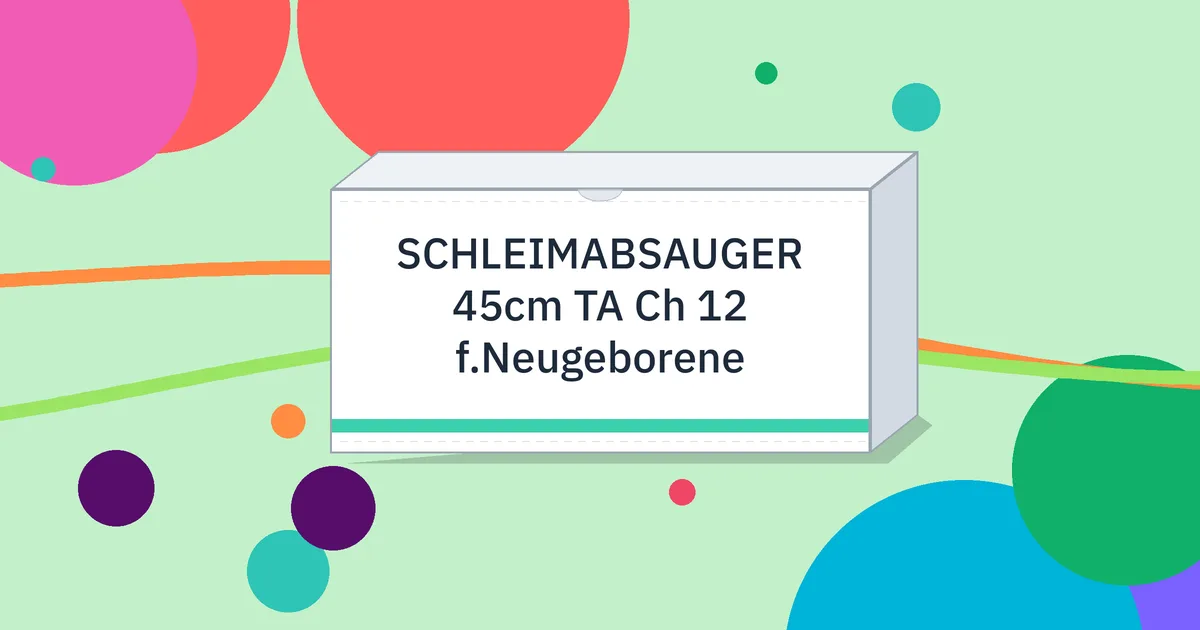 Symbolbild: Packung mit der Aufschrift SCHLEIMABSAUGER 45cm TA Ch 12 f.Neugeborene (PZN 17488738) – Verfügbarkeit und Bezug in Apotheken in Frankfurt am Main