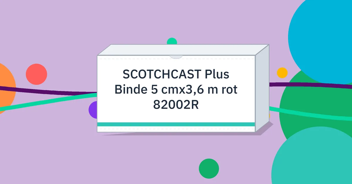 Symbolbild: Packung mit der Aufschrift SCOTCHCAST Plus Binde 5 cmx3,6 m rot 82002R (PZN 02700078) – Verfügbarkeit und Bezug in Apotheken in Frankfurt am Main