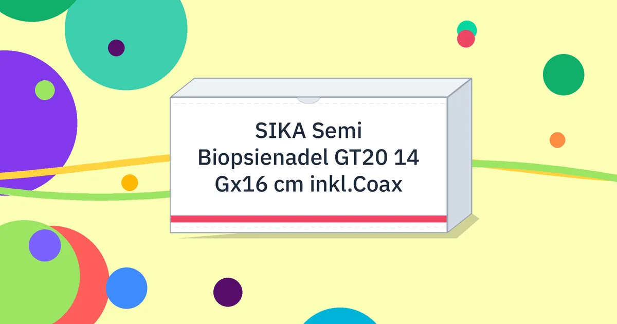 Symbolbild: Packung mit der Aufschrift SIKA Semi Biopsienadel GT20 14 Gx16 cm inkl.Coax (PZN 20278708) – Verfügbarkeit und Bezug in Apotheken in Frankfurt am Main