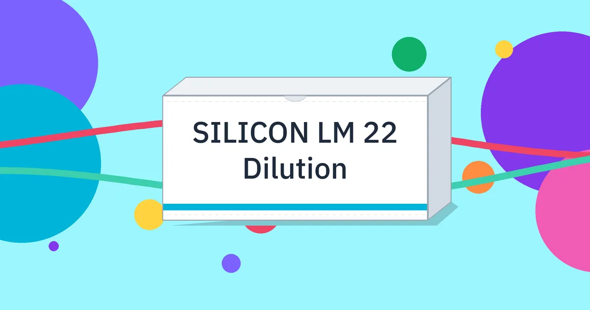 Symbolbild: Packung mit der Aufschrift SILICON LM 22 Dilution (PZN 13678353) – Verfügbarkeit und Bezug in Apotheken in Frankfurt am Main