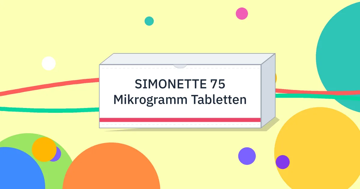 Symbolbild: Packung mit der Aufschrift SIMONETTE 75 Mikrogramm Tabletten (PZN 14241836) – Verfügbarkeit und Bezug in Apotheken in Frankfurt am Main