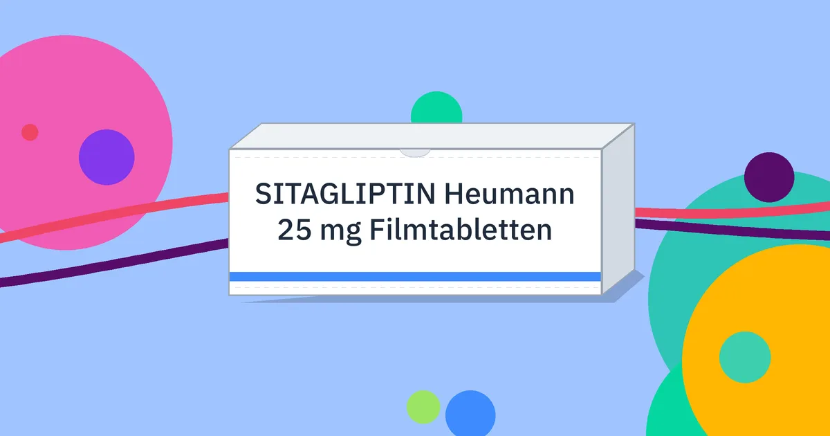 Symbolbild: Packung mit der Aufschrift SITAGLIPTIN Heumann 25 mg Filmtabletten (PZN 17367495) – Verfügbarkeit und Bezug in Apotheken in Frankfurt am Main