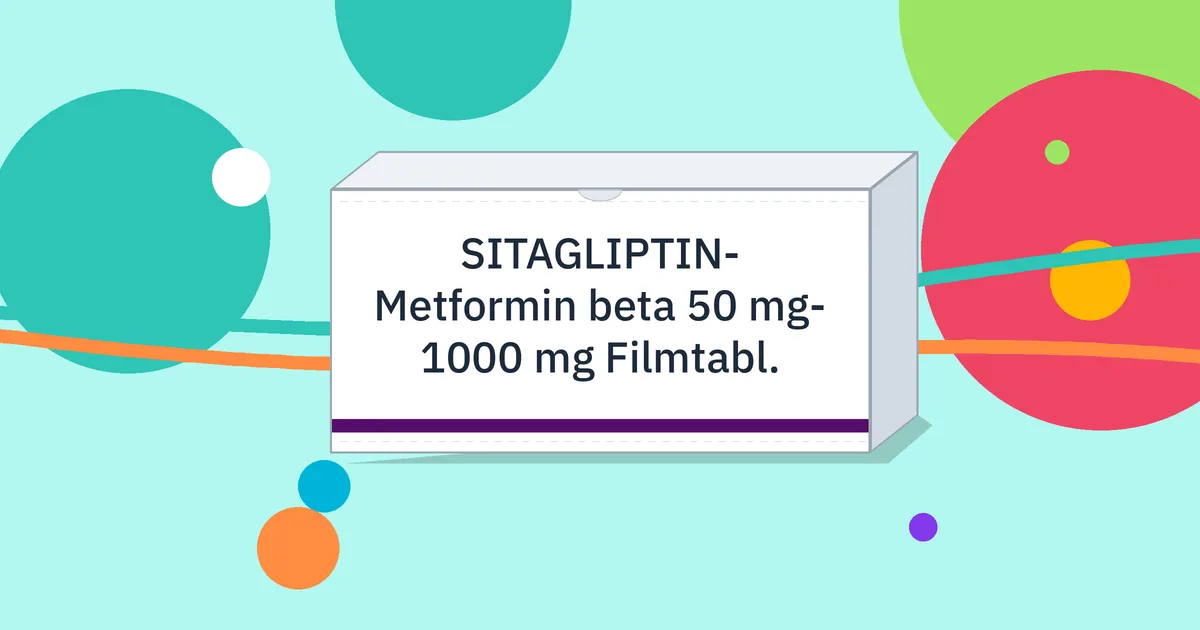 Symbolbild: Packung mit der Aufschrift SITAGLIPTIN-Metformin beta 50 mg-1000 mg Filmtabl. (PZN 17623314) – Verfügbarkeit und Bezug in Apotheken in Frankfurt am Main