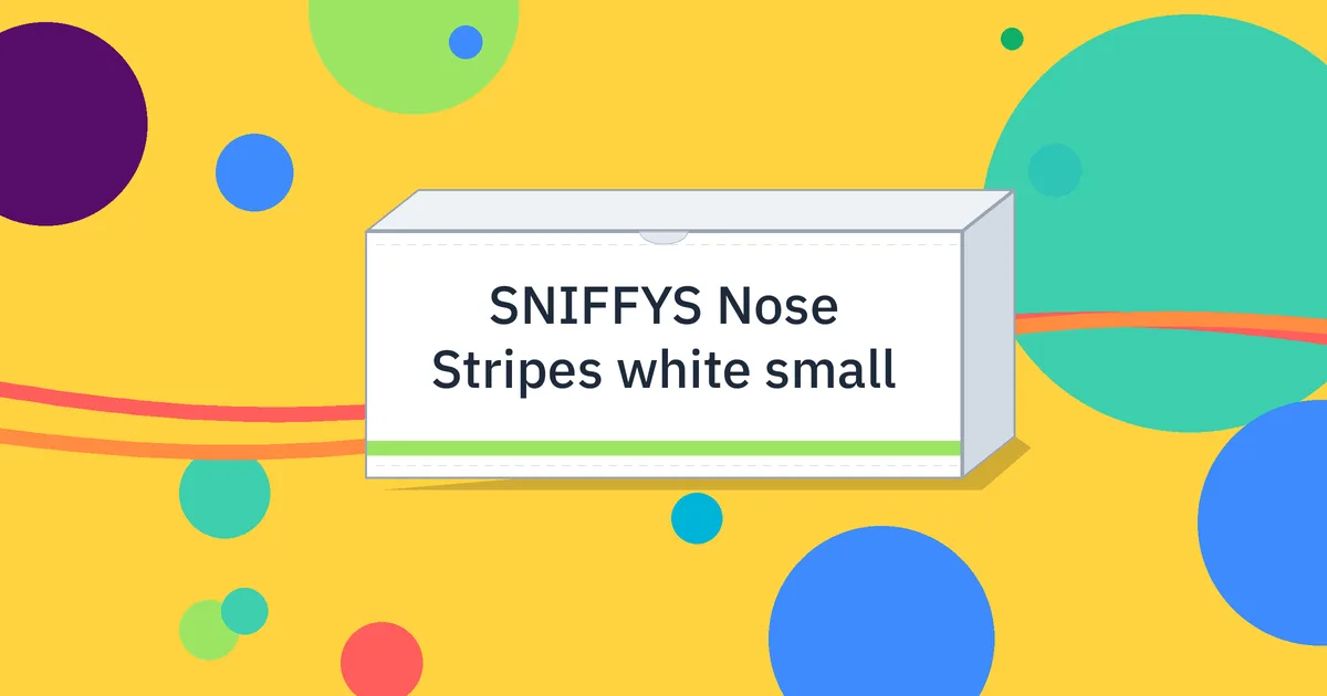 Symbolbild: Packung mit der Aufschrift SNIFFYS Nose Stripes white small (PZN 20132229) – Verfügbarkeit und Bezug in Apotheken in Frankfurt am Main
