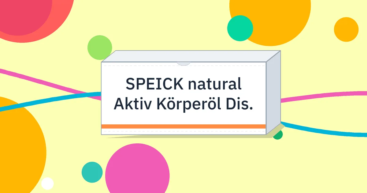 Symbolbild: Packung mit der Aufschrift SPEICK natural Aktiv Körperöl Dis. (PZN 18012883) – Verfügbarkeit und Bezug in Apotheken in Frankfurt am Main