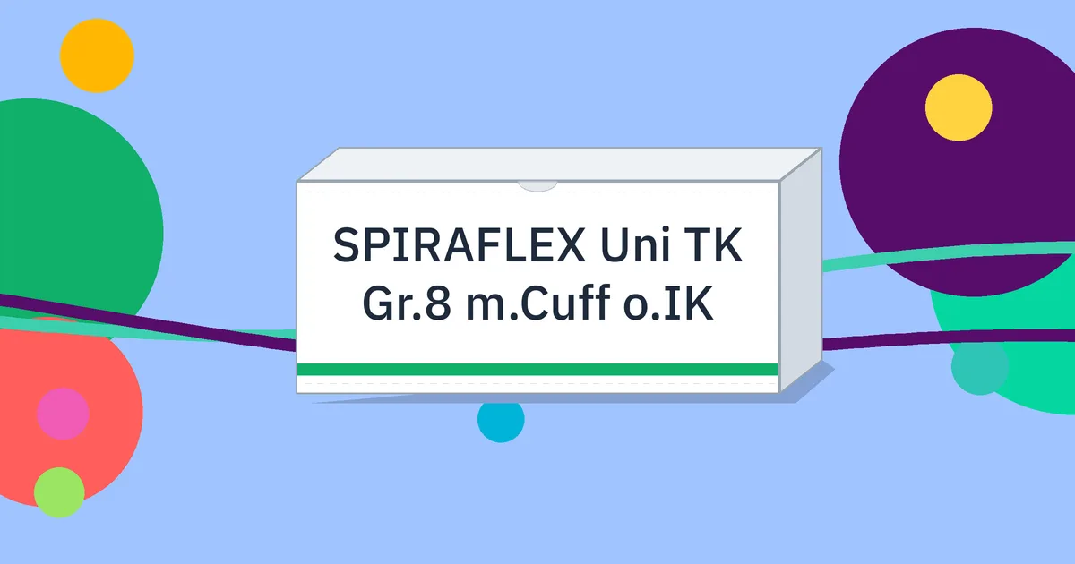 Symbolbild: Packung mit der Aufschrift SPIRAFLEX Uni TK Gr.8 m.Cuff o.IK (PZN 06847714) – Verfügbarkeit und Bezug in Apotheken in Frankfurt am Main