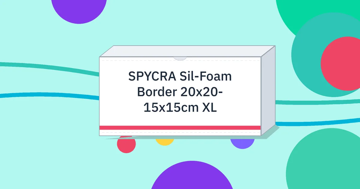 Symbolbild: Packung mit der Aufschrift SPYCRA Sil-Foam Border 20x20-15x15cm XL (PZN 18410827) – Verfügbarkeit und Bezug in Apotheken in Frankfurt am Main