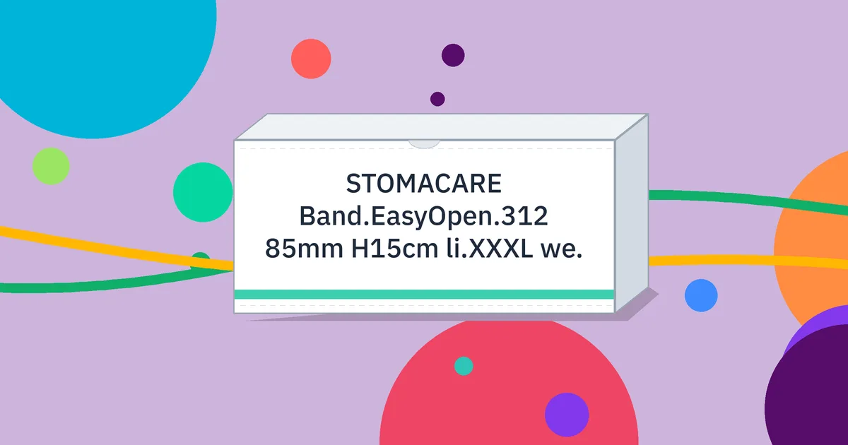 Symbolbild: Packung mit der Aufschrift STOMACARE Band.EasyOpen.312 85mm H15cm li.XXXL we. (PZN 09437738) – Verfügbarkeit und Bezug in Apotheken in Frankfurt am Main
