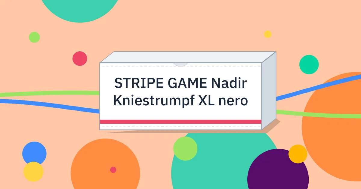 Symbolbild: Packung mit der Aufschrift STRIPE GAME Nadir Kniestrumpf XL nero (PZN 20720015) – Verfügbarkeit und Bezug in Apotheken in Frankfurt am Main