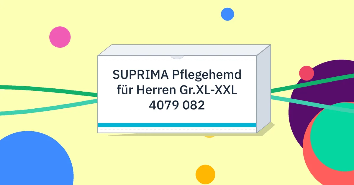 Symbolbild: Packung mit der Aufschrift SUPRIMA Pflegehemd für Herren Gr.XL-XXL 4079 082 (PZN 04439365) – Verfügbarkeit und Bezug in Apotheken in Frankfurt am Main
