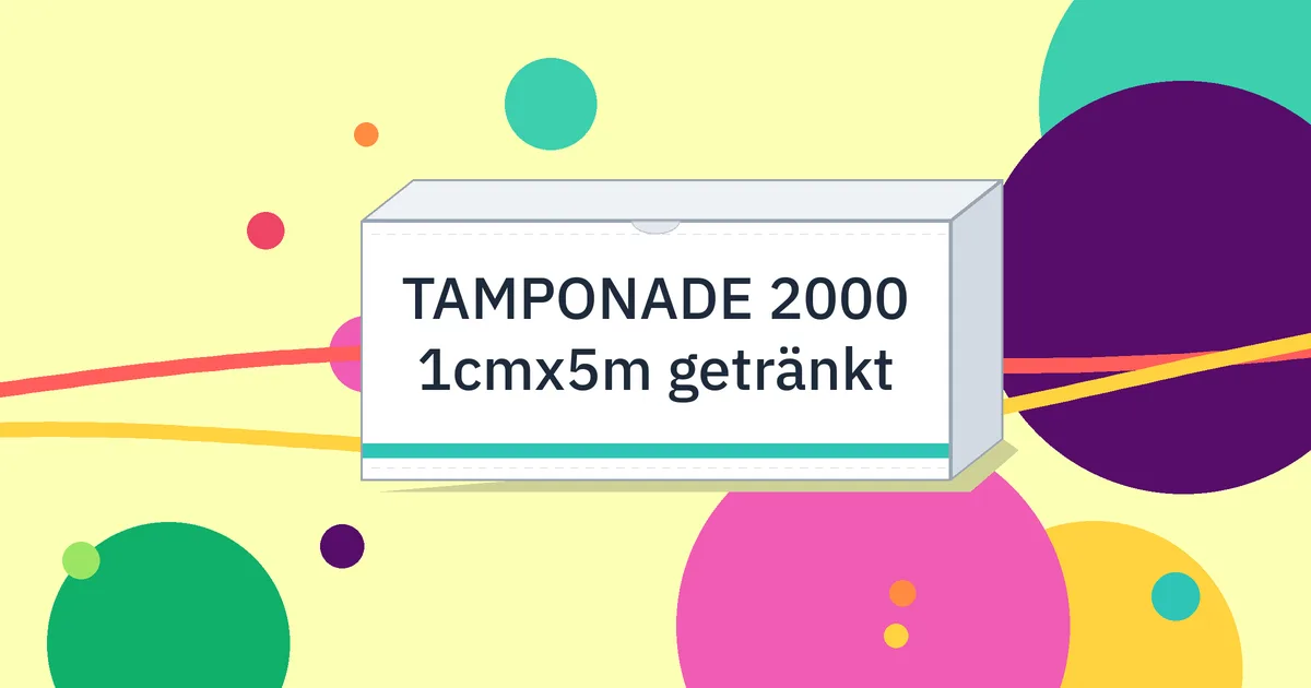 Symbolbild: Packung mit der Aufschrift TAMPONADE 2000 1cmx5m getränkt (PZN 08502422) – Verfügbarkeit und Bezug in Apotheken in Frankfurt am Main