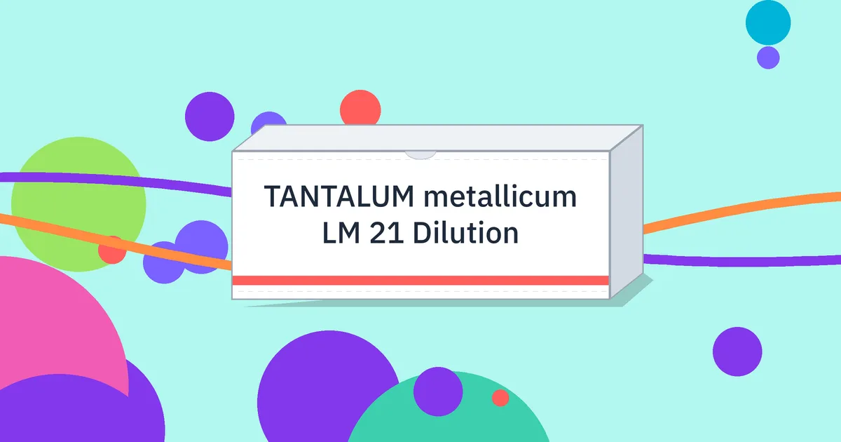 Symbolbild: Packung mit der Aufschrift TANTALUM metallicum LM 21 Dilution (PZN 13213625) – Verfügbarkeit und Bezug in Apotheken in Frankfurt am Main