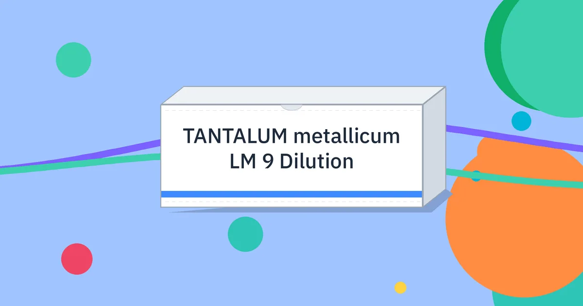 Symbolbild: Packung mit der Aufschrift TANTALUM metallicum LM 9 Dilution (PZN 13213453) – Verfügbarkeit und Bezug in Apotheken in Frankfurt am Main
