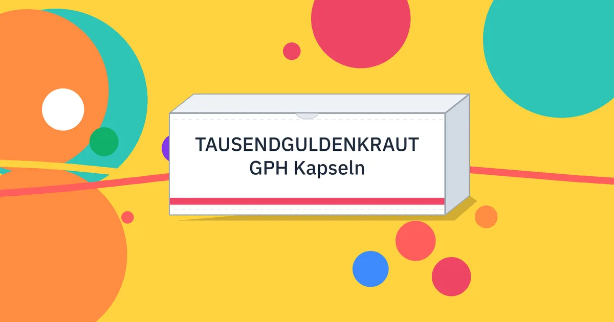 Symbolbild: Packung mit der Aufschrift TAUSENDGULDENKRAUT GPH Kapseln (PZN 09272349) – Verfügbarkeit und Bezug in Apotheken in Frankfurt am Main