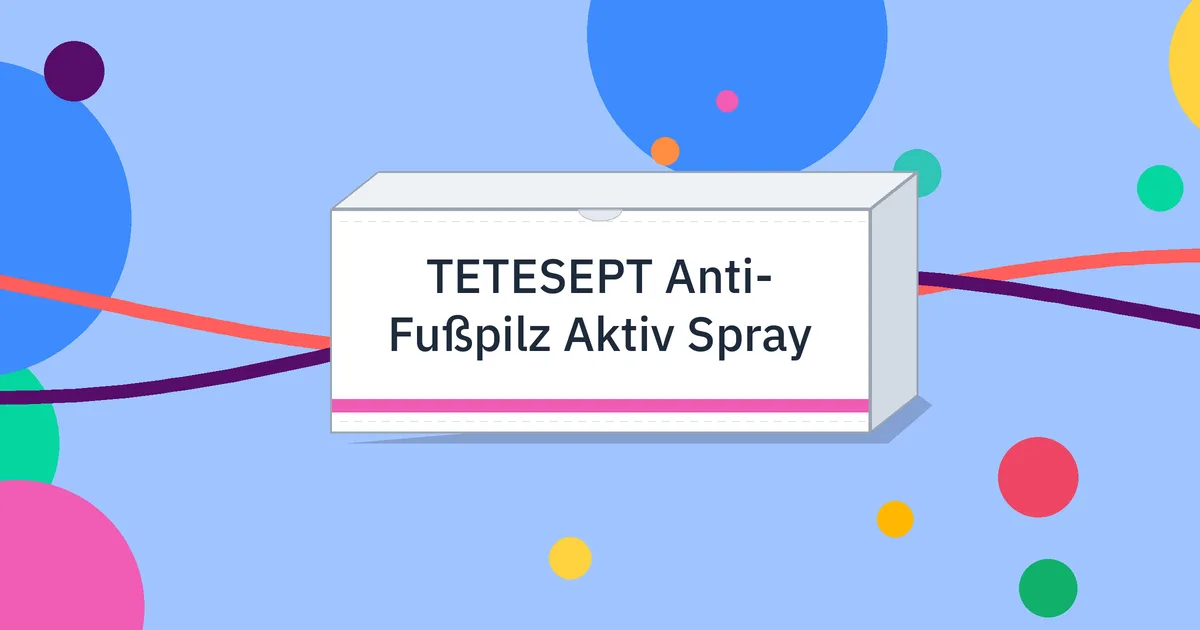Symbolbild: Packung mit der Aufschrift TETESEPT Anti-Fußpilz Aktiv Spray (PZN 16128245) – Verfügbarkeit und Bezug in Apotheken in Frankfurt am Main