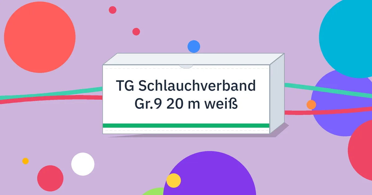 Symbolbild: Packung mit der Aufschrift TG Schlauchverband Gr.9 20 m weiß (PZN 11116102) – Verfügbarkeit und Bezug in Apotheken in Frankfurt am Main