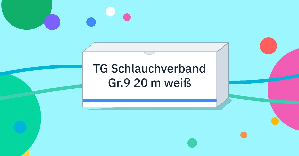 Symbolbild: Packung mit der Aufschrift TG Schlauchverband Gr.9 20 m weiß (PZN 19557053) – Verfügbarkeit und Bezug in Apotheken in Frankfurt am Main