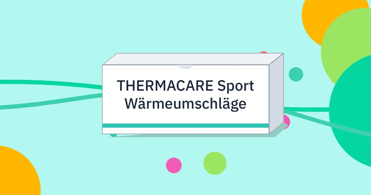 Symbolbild: Packung mit der Aufschrift THERMACARE Sport Wärmeumschläge (PZN 19198499) – Verfügbarkeit und Bezug in Apotheken in Frankfurt am Main