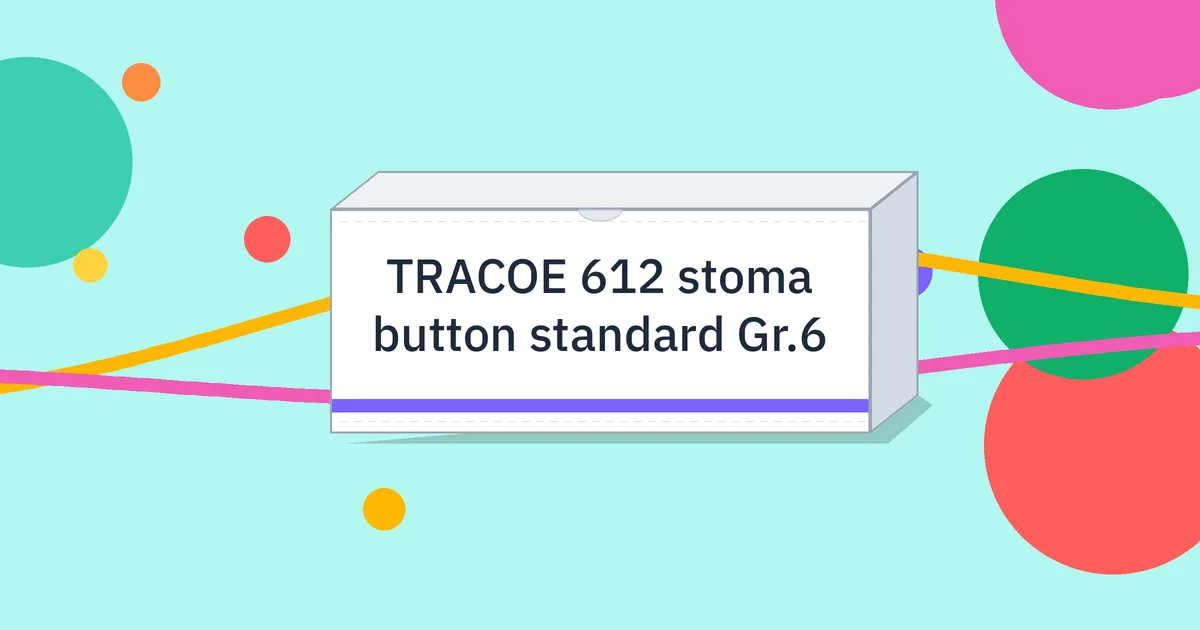Symbolbild: Packung mit der Aufschrift TRACOE 612 stoma button standard Gr.6 (PZN 00926430) – Verfügbarkeit und Bezug in Apotheken in Frankfurt am Main