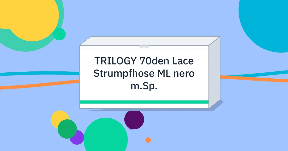 Symbolbild: Packung mit der Aufschrift TRILOGY 70den Lace Strumpfhose ML nero m.Sp. (PZN 19165643) – Verfügbarkeit und Bezug in Apotheken in Frankfurt am Main