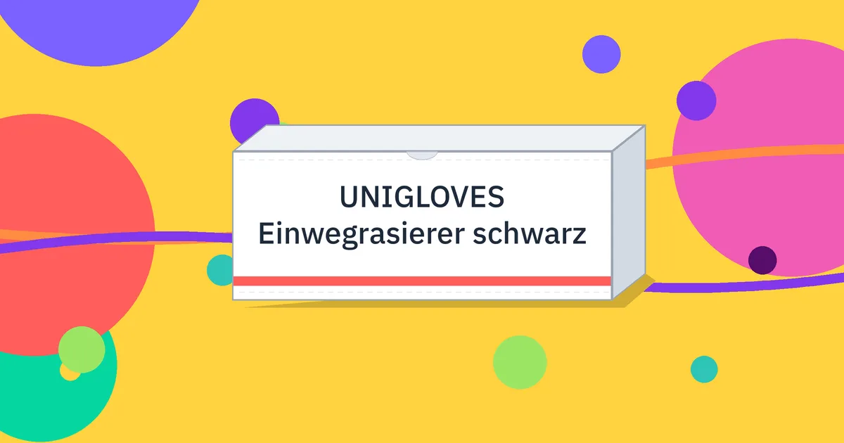 Symbolbild: Packung mit der Aufschrift UNIGLOVES Einwegrasierer schwarz (PZN 12387990) – Verfügbarkeit und Bezug in Apotheken in Frankfurt am Main