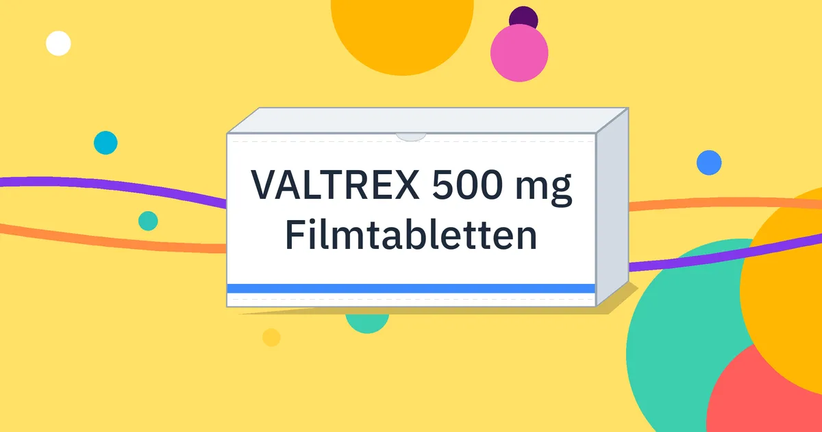 Symbolbild: Packung mit der Aufschrift VALTREX 500 mg Filmtabletten (PZN 13711820) – Verfügbarkeit und Bezug in Apotheken in Frankfurt am Main