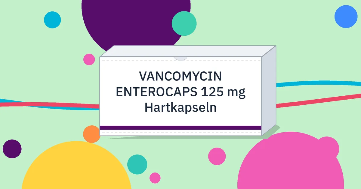 Symbolbild: Packung mit der Aufschrift VANCOMYCIN ENTEROCAPS 125 mg Hartkapseln (PZN 11666512) – Verfügbarkeit und Bezug in Apotheken in Frankfurt am Main