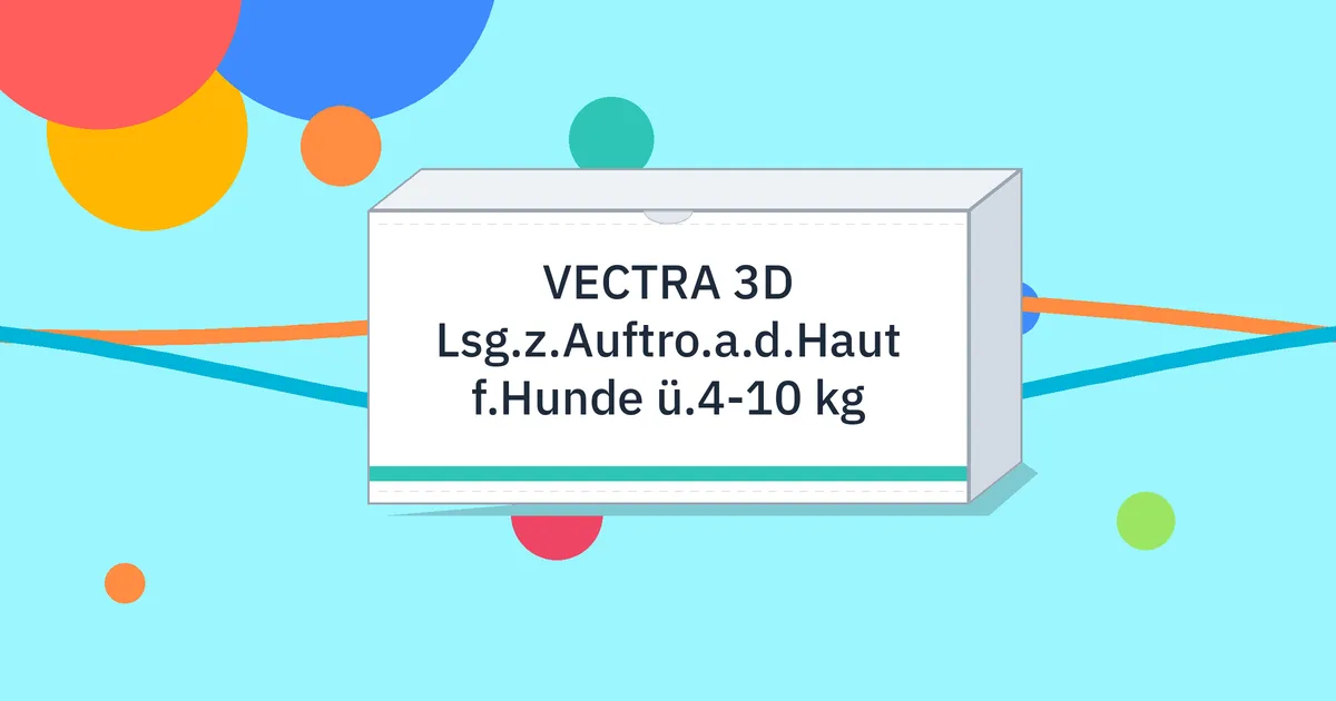 Symbolbild: Packung mit der Aufschrift VECTRA 3D Lsg.z.Auftro.a.d.Haut f.Hunde ü.4-10 kg (PZN 18910197) – Verfügbarkeit und Bezug in Apotheken in Frankfurt am Main