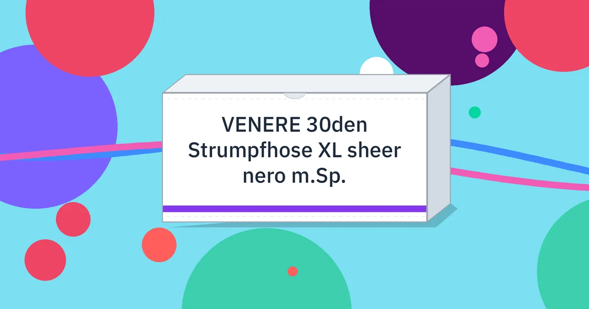 Symbolbild: Packung mit der Aufschrift VENERE 30den Strumpfhose XL sheer nero m.Sp. (PZN 16172200) – Verfügbarkeit und Bezug in Apotheken in Frankfurt am Main