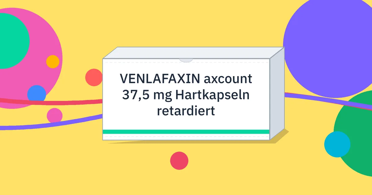 Symbolbild: Packung mit der Aufschrift VENLAFAXIN axcount 37,5 mg Hartkapseln retardiert (PZN 16753925) – Verfügbarkeit und Bezug in Apotheken in Frankfurt am Main